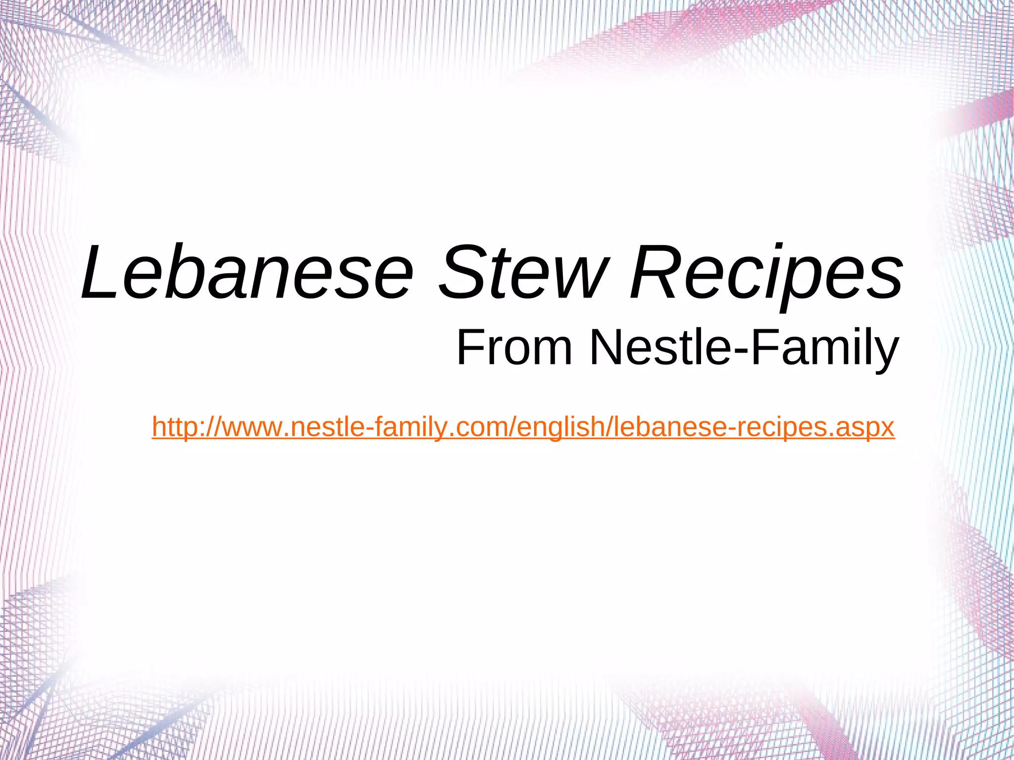 Lebanese Stew Recipes | PPT
