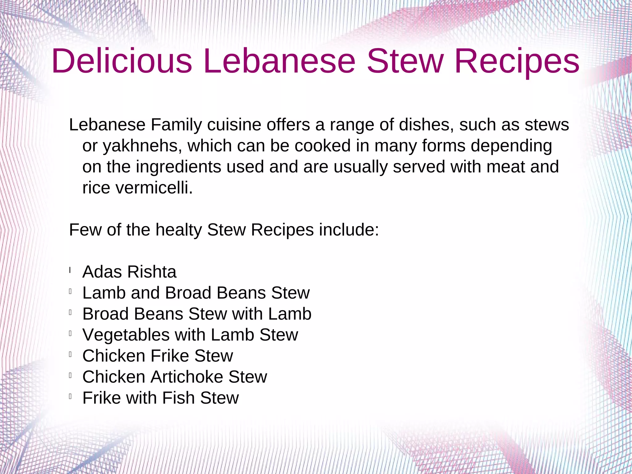 Lebanese Stew Recipes | PPT
