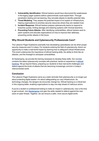 Lebanon Pager Explosions: A Wake-Up Call for Cybersecurity and Ethical Hacking | PDF