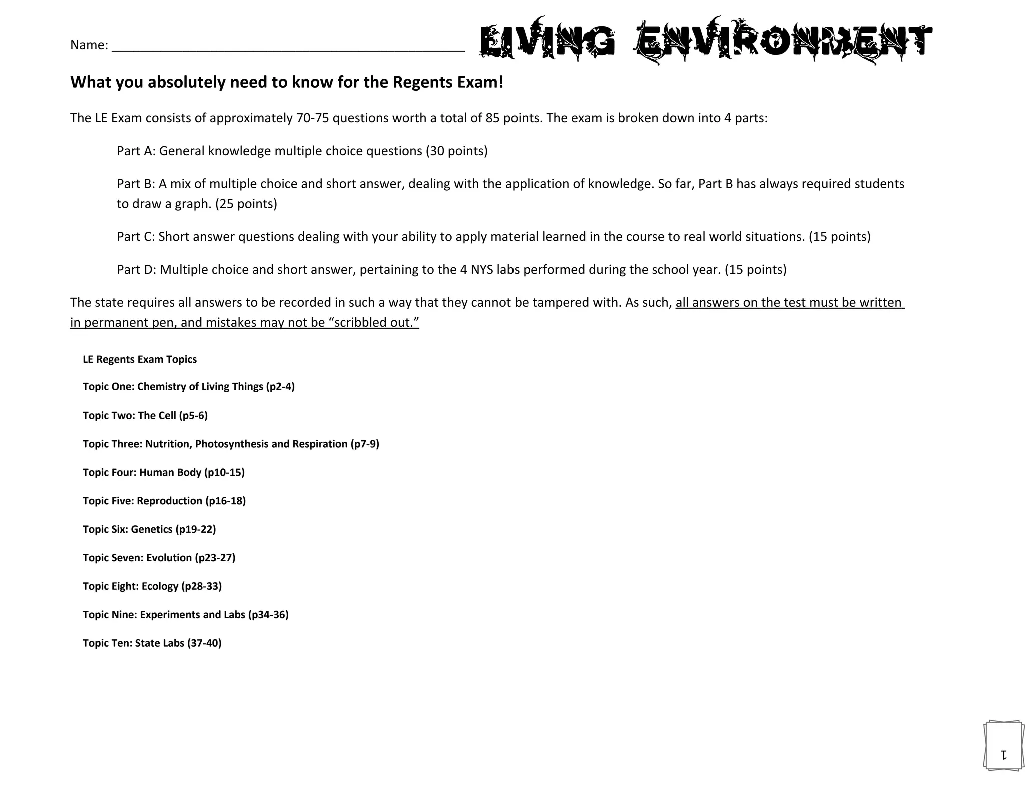 Biology - Dunleavy Regents Review | DOC