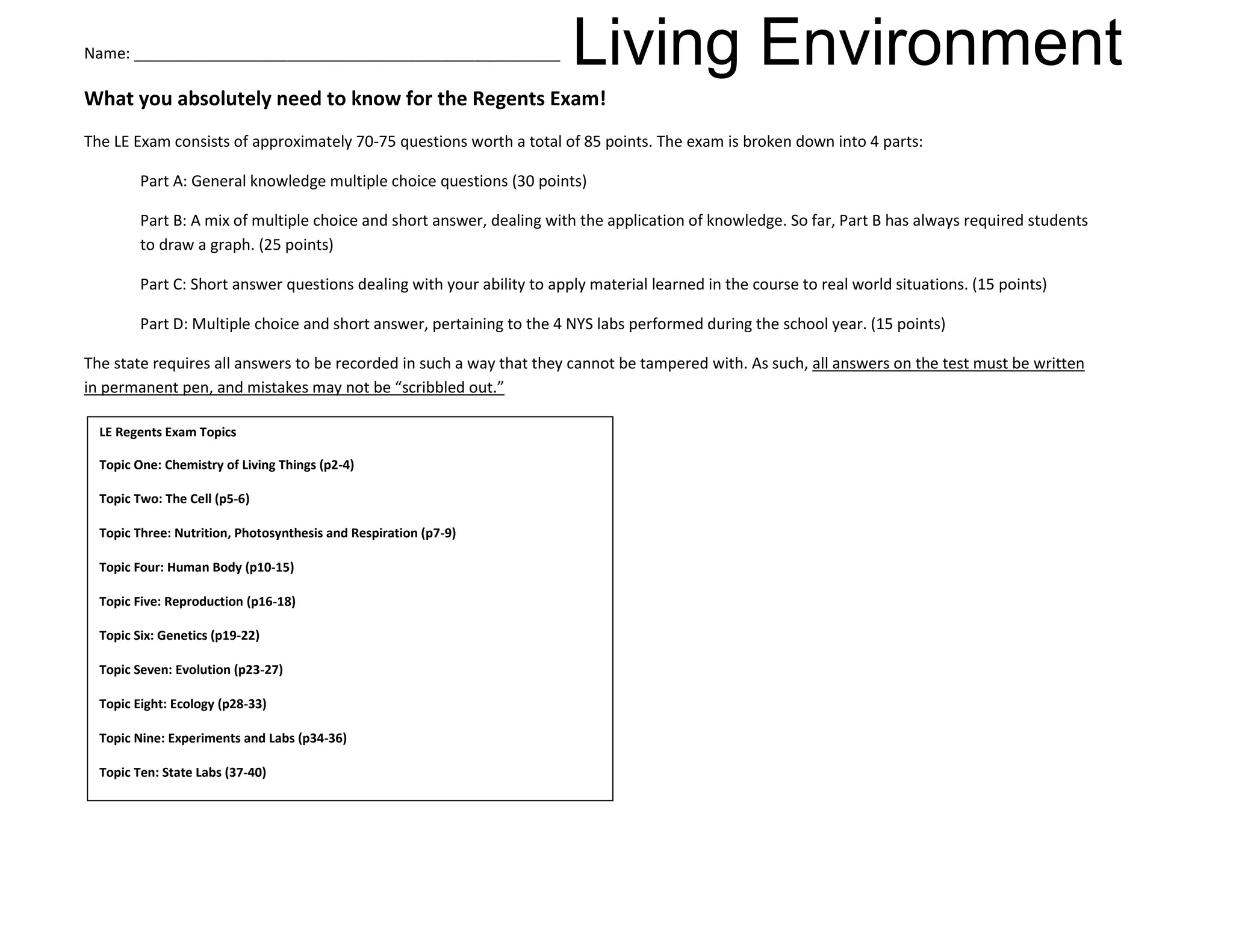 Biology - Dunleavy Regents Review Revision | DOCX