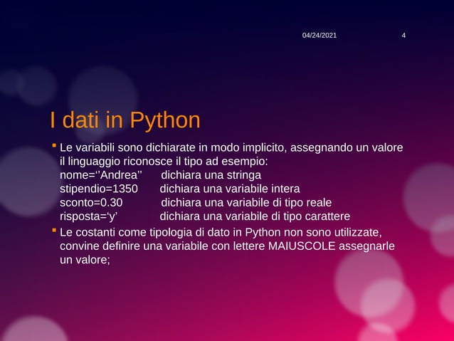 Le basi di Pytthon 3 - Fondamenti n.1 | PPT