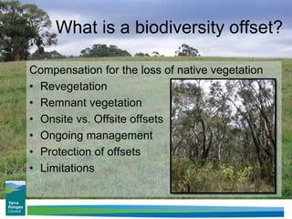 Lebbink_Yarra Ranges biodiversity offsets program | PPT