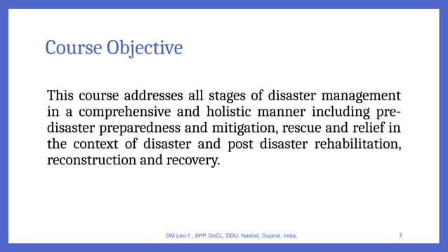 Lec-01 DISASTERMANAGEMENT- COURSE INTRODUCTION.pptx | Free Download