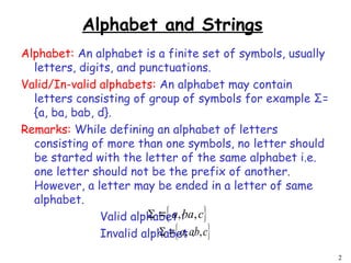 Lec-02 Languages for finite automata FA | PPT