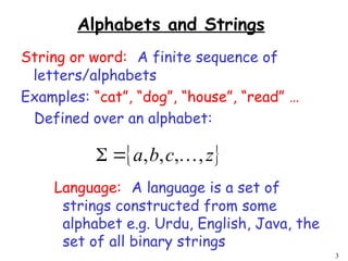 Lec-02 Languages for finite automata FA | PPT