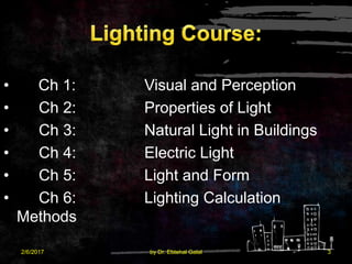 Introduction to lighting design for architect and interior designers | PPTX