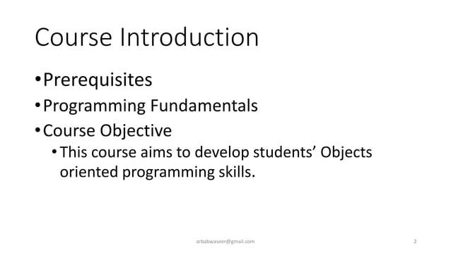 Lec 1.1 Object Oriented Programming | PPT