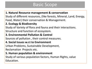 Multidisciplinary nature of environmental studies Definition, scope and ...