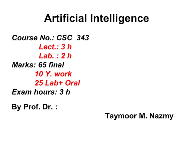 Artificial intelligent Lec 1-ai-introduction- | PPT