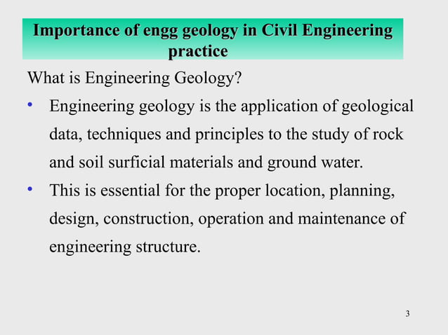 Engineering geology ppt basics description | PPT