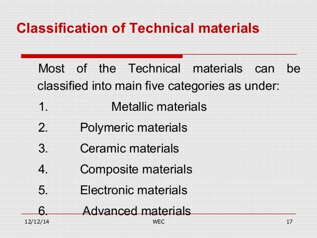 Introduction To Technical Materials or Material Technology