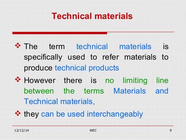 Introduction To Technical Materials or Material Technology