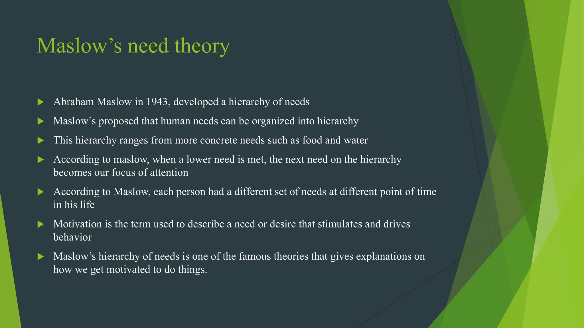 Lec-14-1.pptx Hierarchy of Needs Theory (Maslow) | PPT