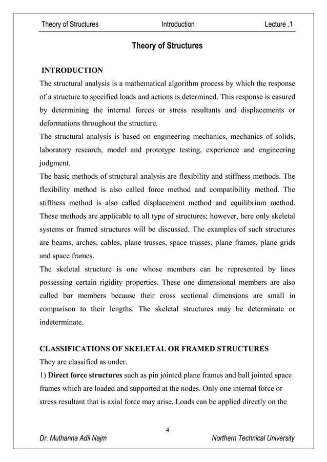 Lec.1 introduction to the theory of structures. types of structures ...