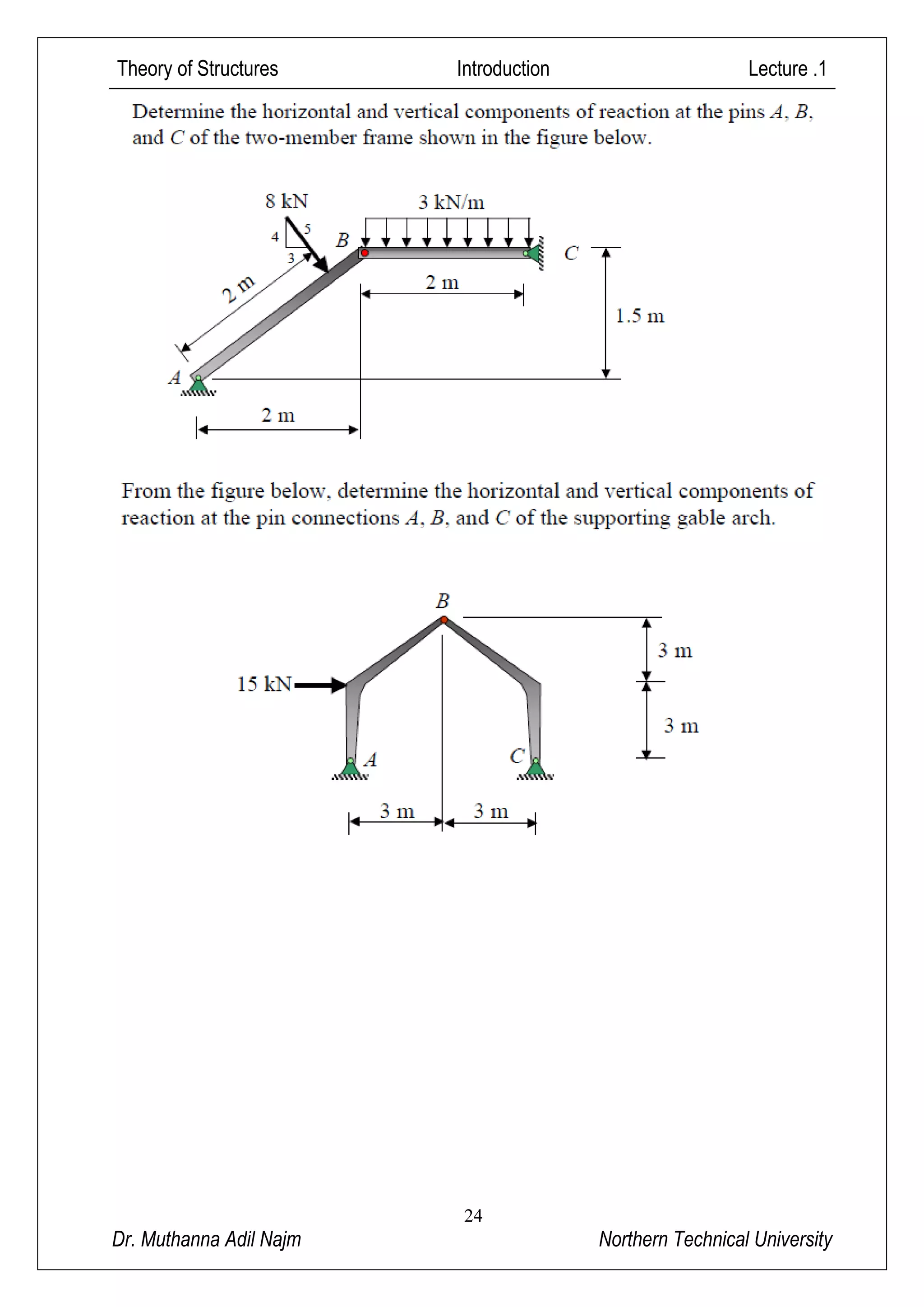 Lec2 Statically Determinate Structures And Statically Indeterminate Structures Pdf Chemistry