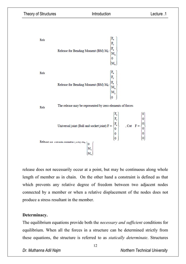 Lec 2 Statically Determinate Structures And Statically Indeterminate