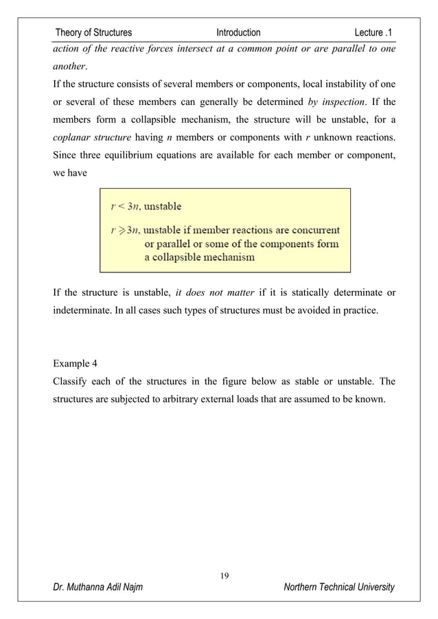 Lec2 Statically Determinate Structures And Statically Indeterminate Structures Pdf Chemistry