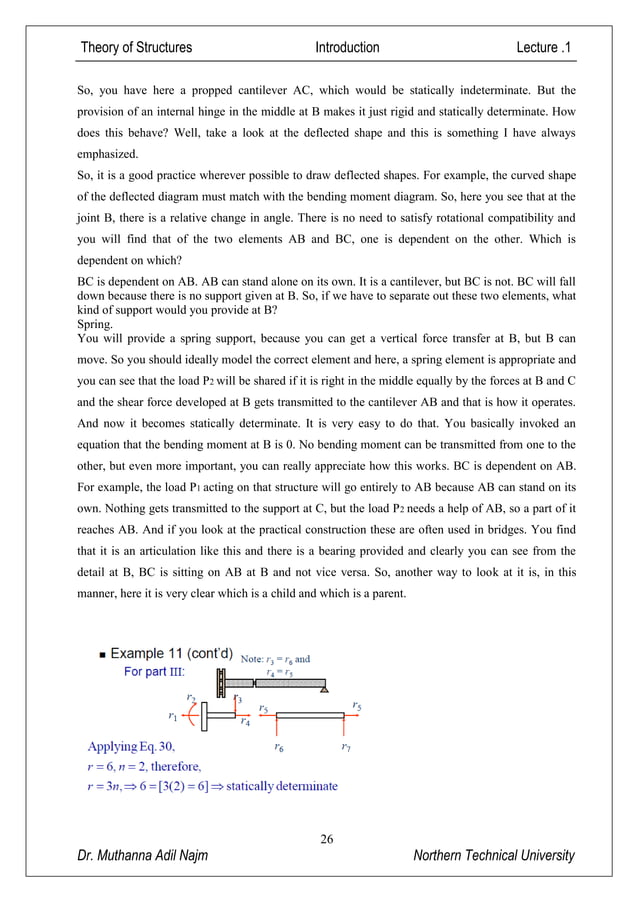 Lec2 Statically Determinate Structures And Statically Indeterminate Structures Pdf Chemistry
