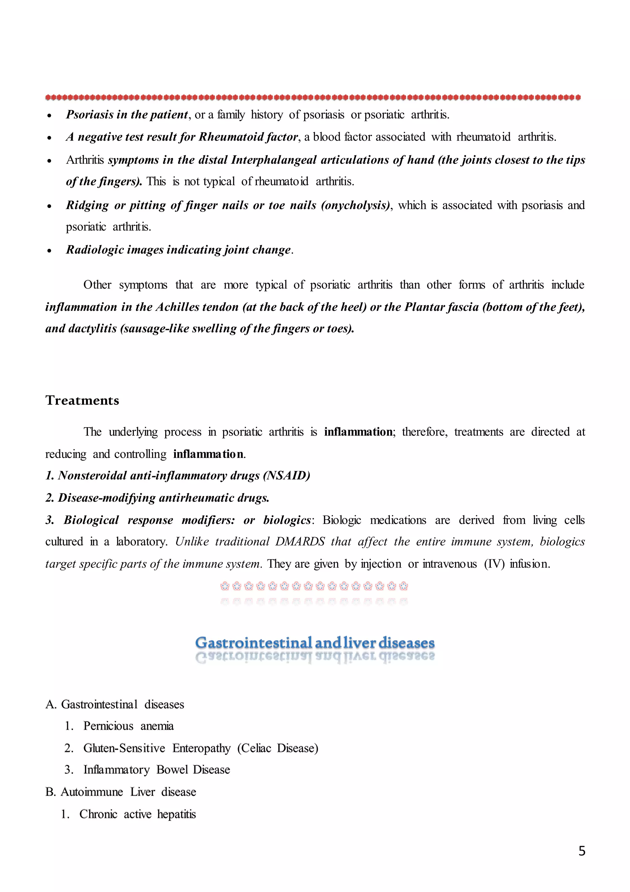 Psoriatic Arthritis and Gastrointestinal autoimmunodisease and Liver ...