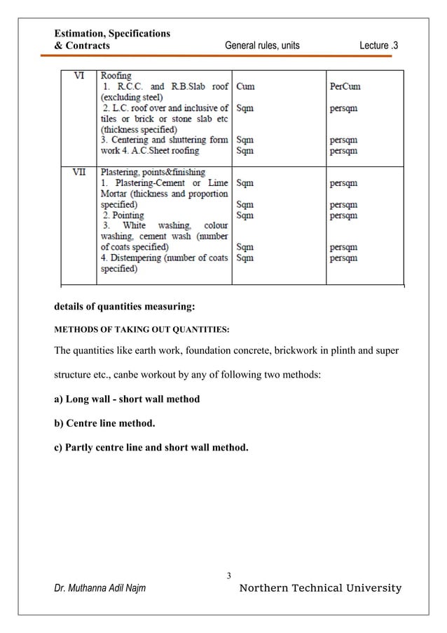 Lec.3 General rules in quantitative survey. Quantity measuring. Rate ...