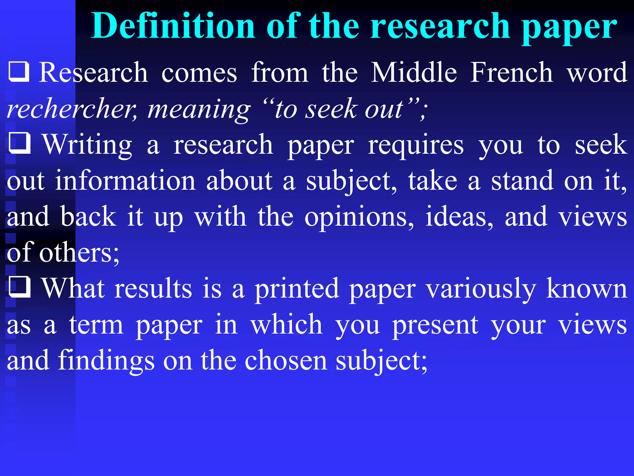 Writing the research paper | PPT