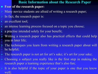 Writing the research paper | PPT