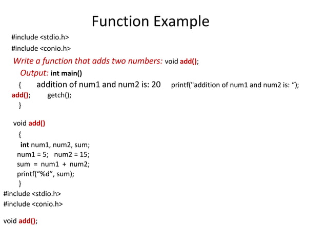 Programming Fundamentals Functions in C and types | PPT