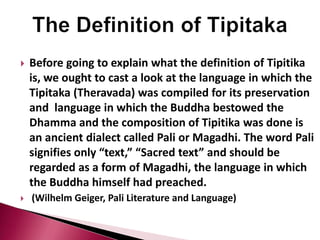 1 the origin, evolution and meaning of tipitaka. | PPTX