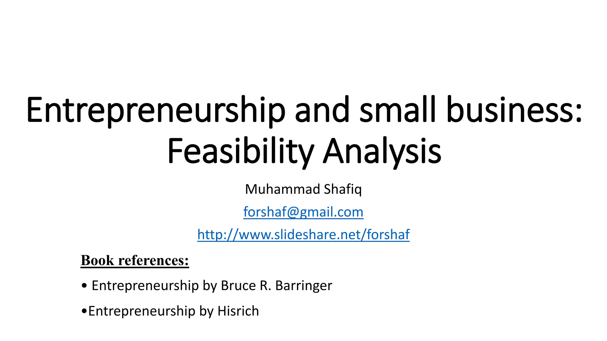 feasibility analysis for entrepreneur Lec 2 | PPTX
