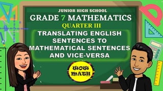 Translating english sentence to mathematical sentences | PPTX