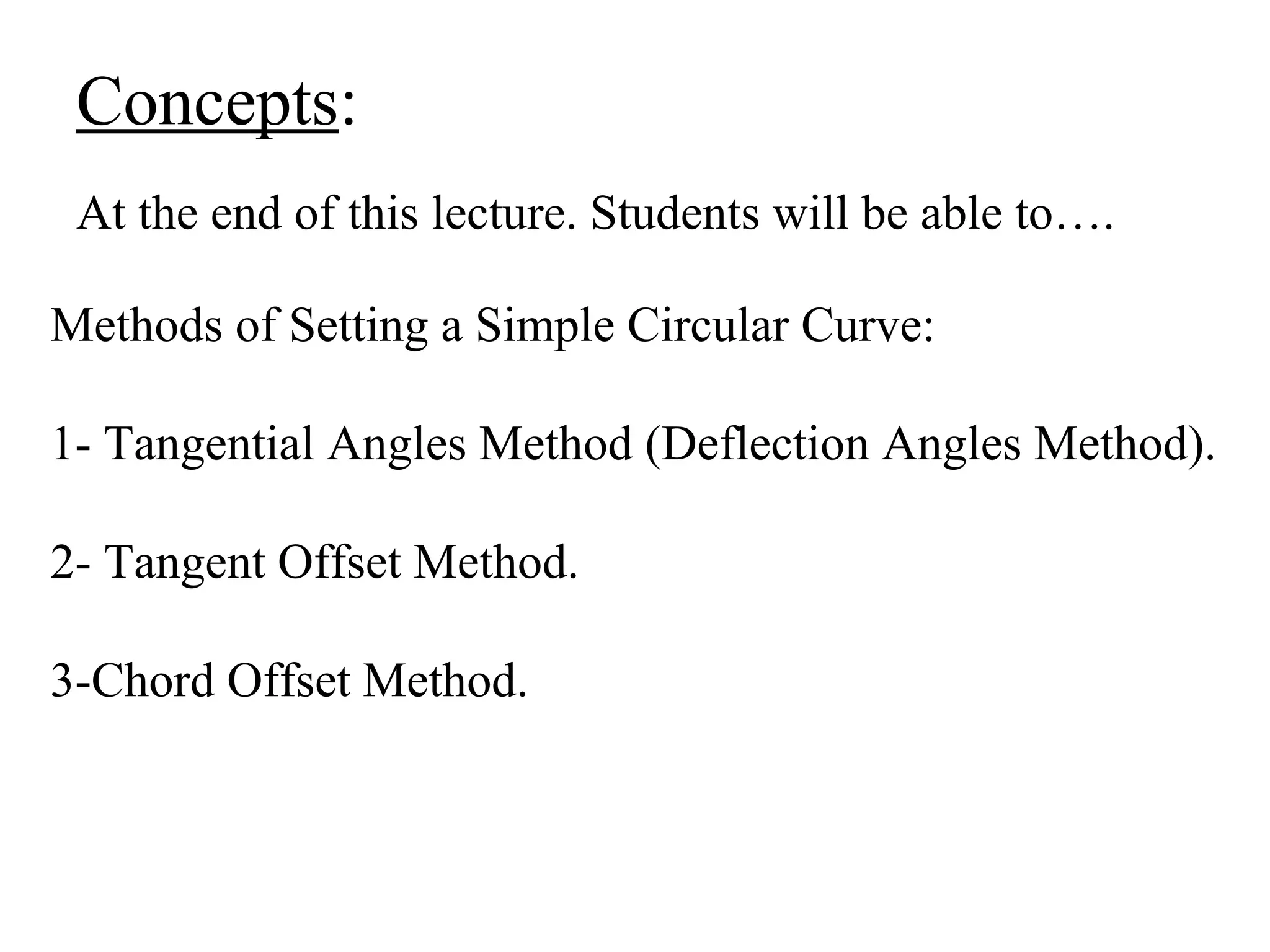 Lec. 11 setting out simple circular curve | PDF