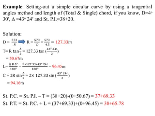 Lec. 11 setting out simple circular curve | PDF