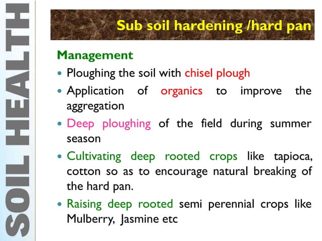 Soil crusting, soil compaction, sub soil hard pan, sand dunes and ...