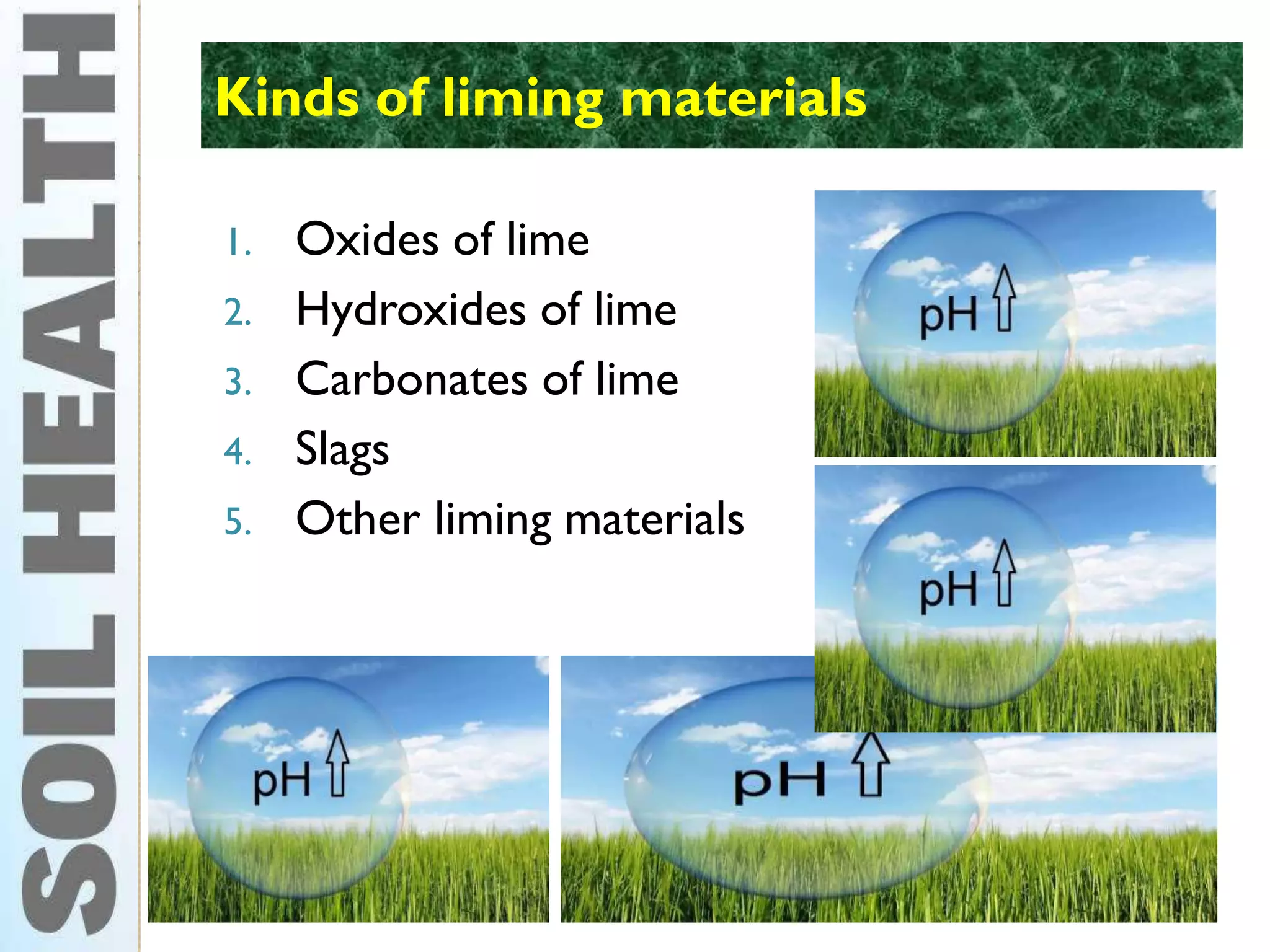 Lime requirement of acid soil, liming materials, reclamation and ...