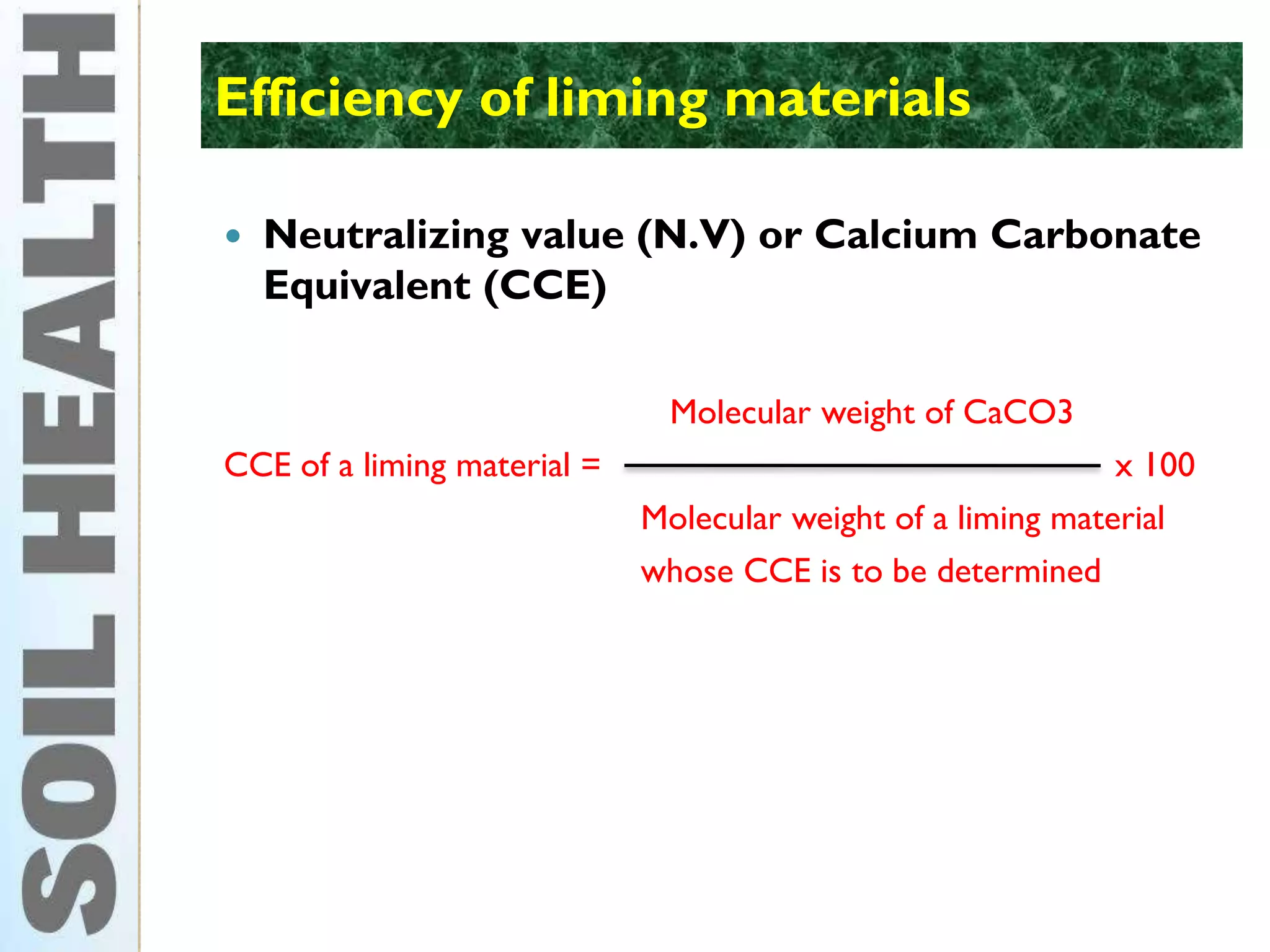 Lime requirement of acid soil, liming materials, reclamation and ...