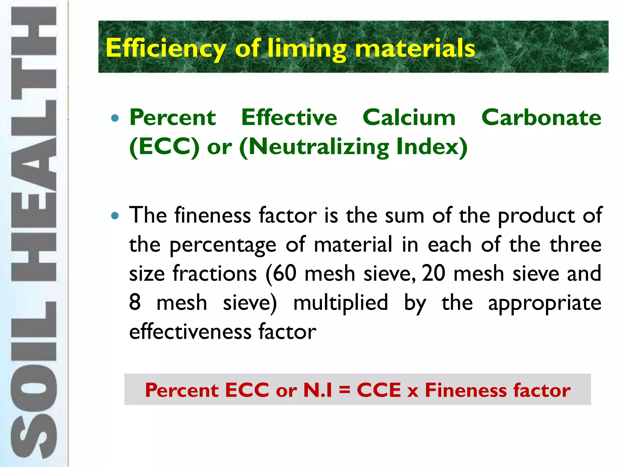 Lime requirement of acid soil, liming materials, reclamation and ...