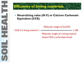 Lime requirement of acid soil, liming materials, reclamation and management of acid soil | PDF