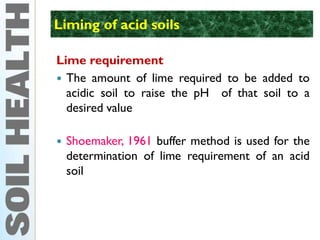 Lime requirement of acid soil, liming materials, reclamation and ...