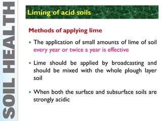 Lime requirement of acid soil, liming materials, reclamation and ...