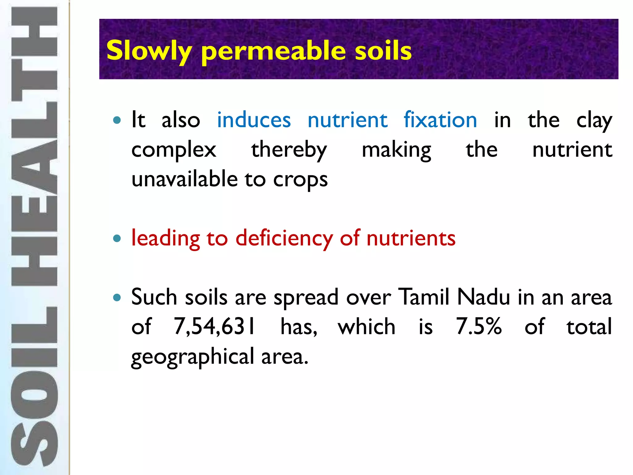 Soil physical constraints – slow permeable, excessively permeable soils ...