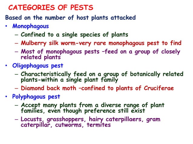 Lec. 15. Pests - Definition - Categories, Causes for outbreak of pests ...