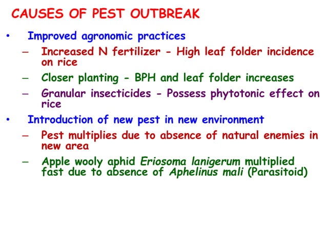 Lec. 15. Pests - Definition - Categories, Causes for outbreak of pests ...