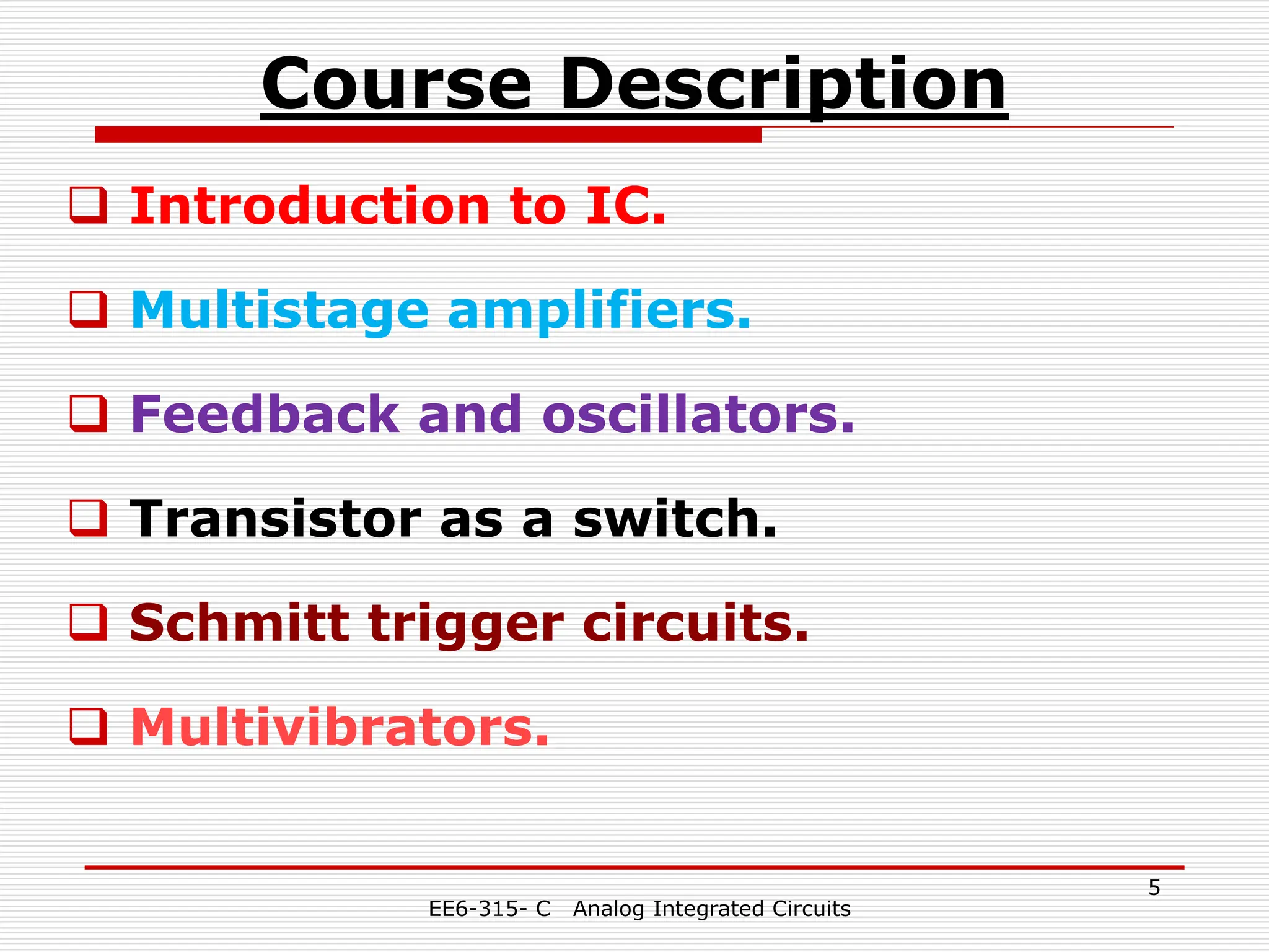 introduction of Analog Integrated Circuits | PPT