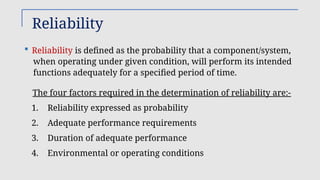 Reliability,maintainability and availability | PPTX