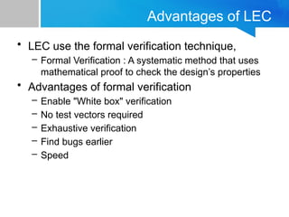 LEC.pptx lectrure on lec formal tool for vlsi | PPTX