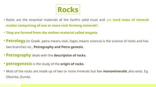 Lec.3. ROCKS-DEFINITION-FORMATION, CLASSIFICATION – IGNEOUS ...