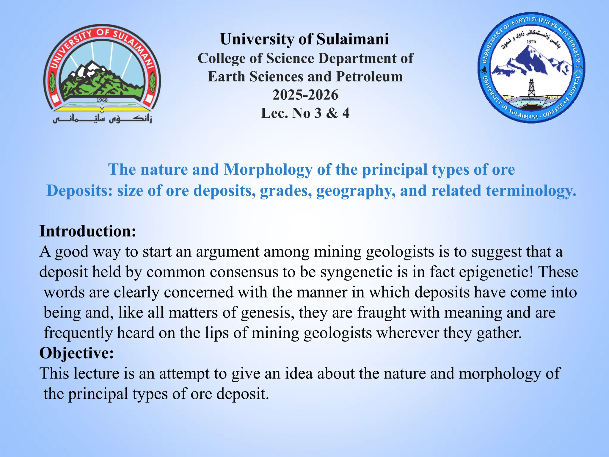 Lec. No 3 and 4- 2025-2026 The nature and Morphology of the principal ...