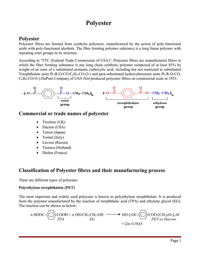 Polyester | DOC | Chemistry | Science