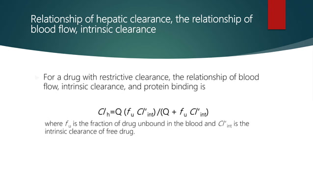 Lec 3.2-hepatic elimination (clearance of protien bound drugs) (1) | PPTX
